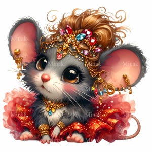 Glamorous Mouse PNG Clipart | 12 Fancy Mouse in Tutu and Jewels ...