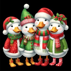 Christmas Ducks Clipart, 15 Festive Holiday Duck PNG, Santa and Elf ...
