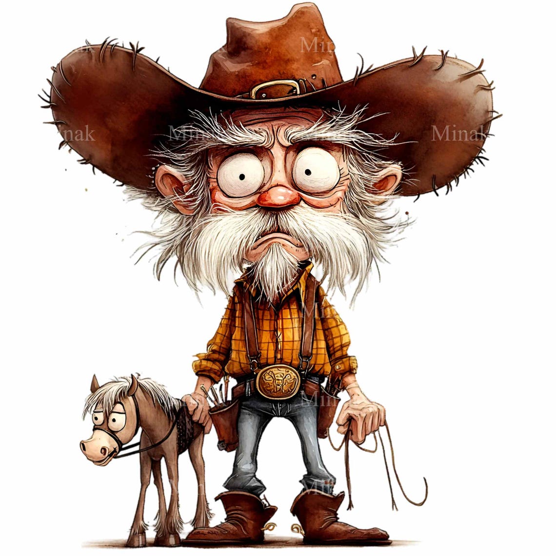 12 PNG Funny Cowboy Grumpy Old Man Clipart, Western Humor Caricature - Etsy