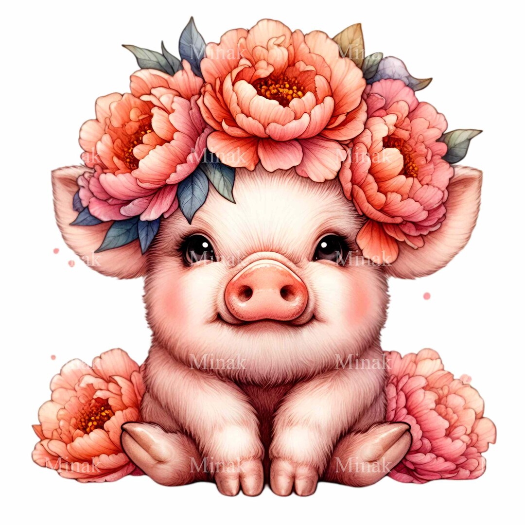 10 Pig PNG Clipart – Cute Baby Pig With Big Eyes Sitting, Wearing ...
