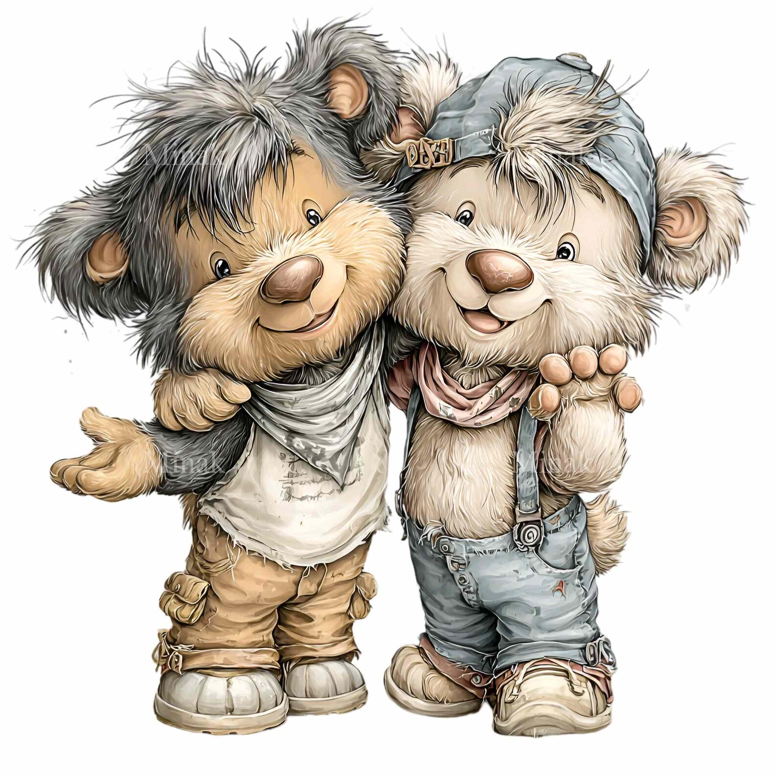 15 PNG Cute Bear Friends Clipart – Adorable Bear Duo PNG for Nursery ...