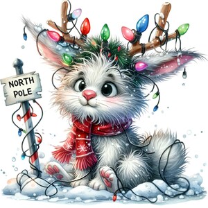 15 PNG Christmas Bunny Clipart – Cute Winter Rabbit PNG With Reindeer ...