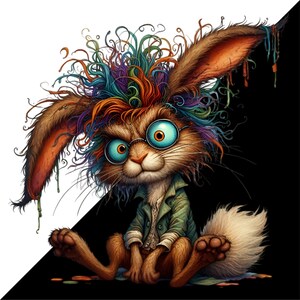 10 Funny Bunny PNG Clipart With Wild Hair, Glasses, and Tangled Ears ...