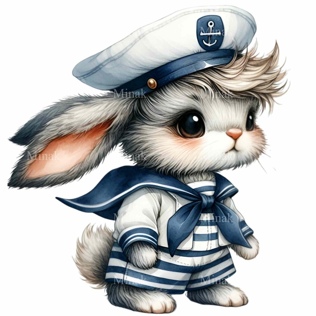 Cute Sailor Bunny in Nautical Outfit PNG Clipart - 14 Adorable Rabbit ...