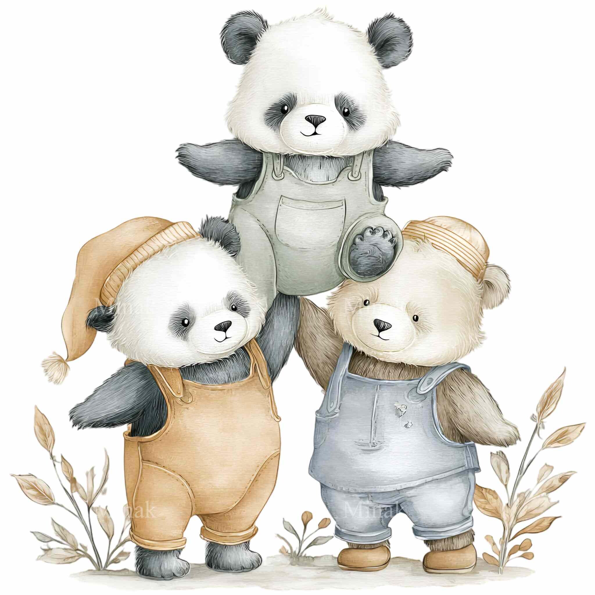 16 PNG Panda Bears Clipart – Baby Stack Illustration With Balloons ...