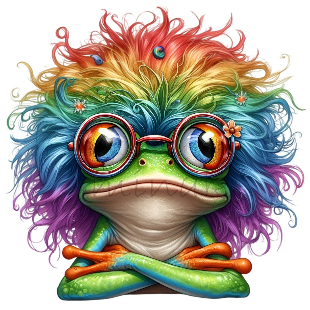 Funny Cute Frog Rainbow Clipart, 12 PNG Kids Cartoon Illustration - Etsy