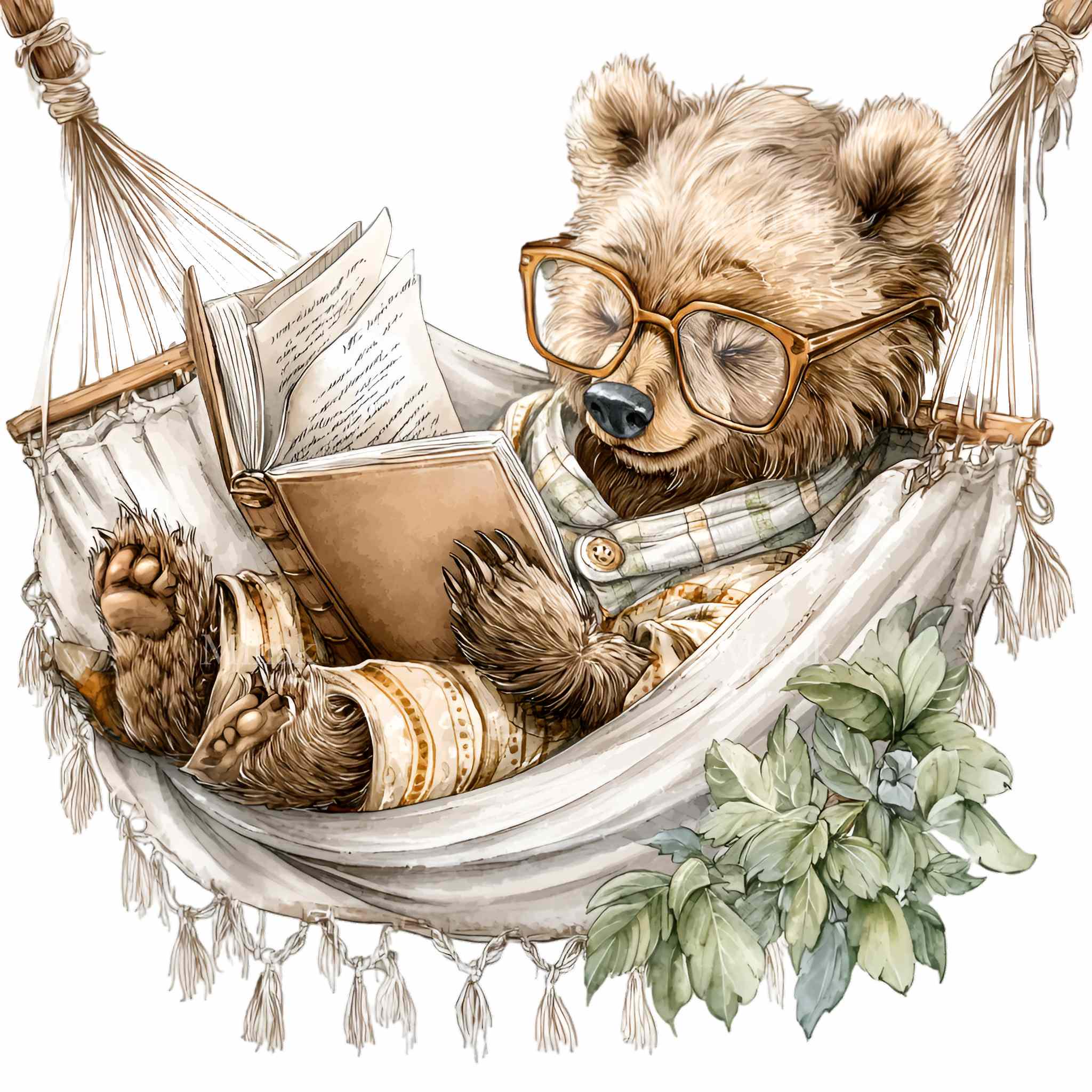 14 PNG Reading Bear Clipart - Cute Animal Hammock Png - Book Lover ...