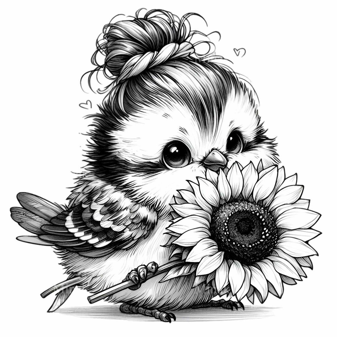 11 PNG Sunflower Bird Messy Bun Clipart, Summer Garden Sublimation - Etsy