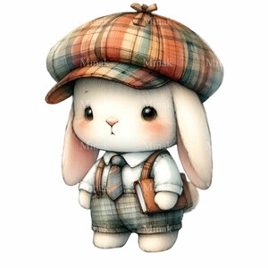 Cute Bunny in Plaid Hat and Bow Tie PNG Clipart 19 Dapper Rabbit ...