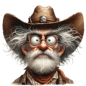 Funny Cowboy Old Man 14 PNG Comics Western Senior Elderly Grandpa ...