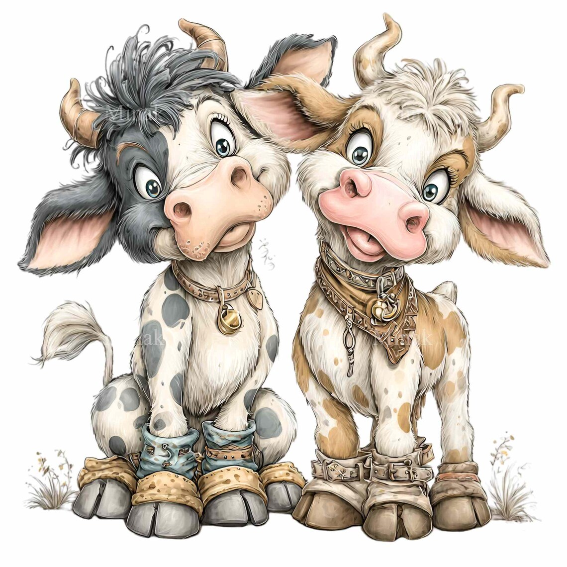 15 PNG Cute Cow Friends Clipart – Farm Animal PNG for Sublimation ...