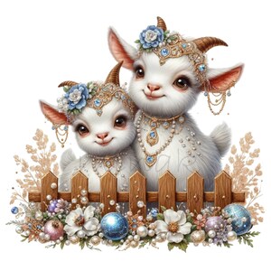 Princess Goat Twins Clipart Adorable Goat Illustration 10 PNG - Etsy