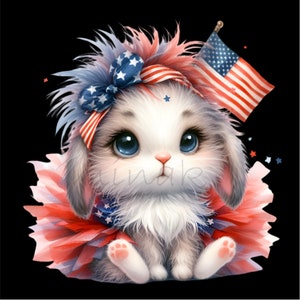 Patriotic Bunny PNG Clipart | 12 Cute Bunny in Stars and Stripes Outfit ...