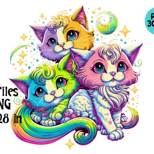 Rainbow Cats Clipart Sublimation Design PNG - Etsy