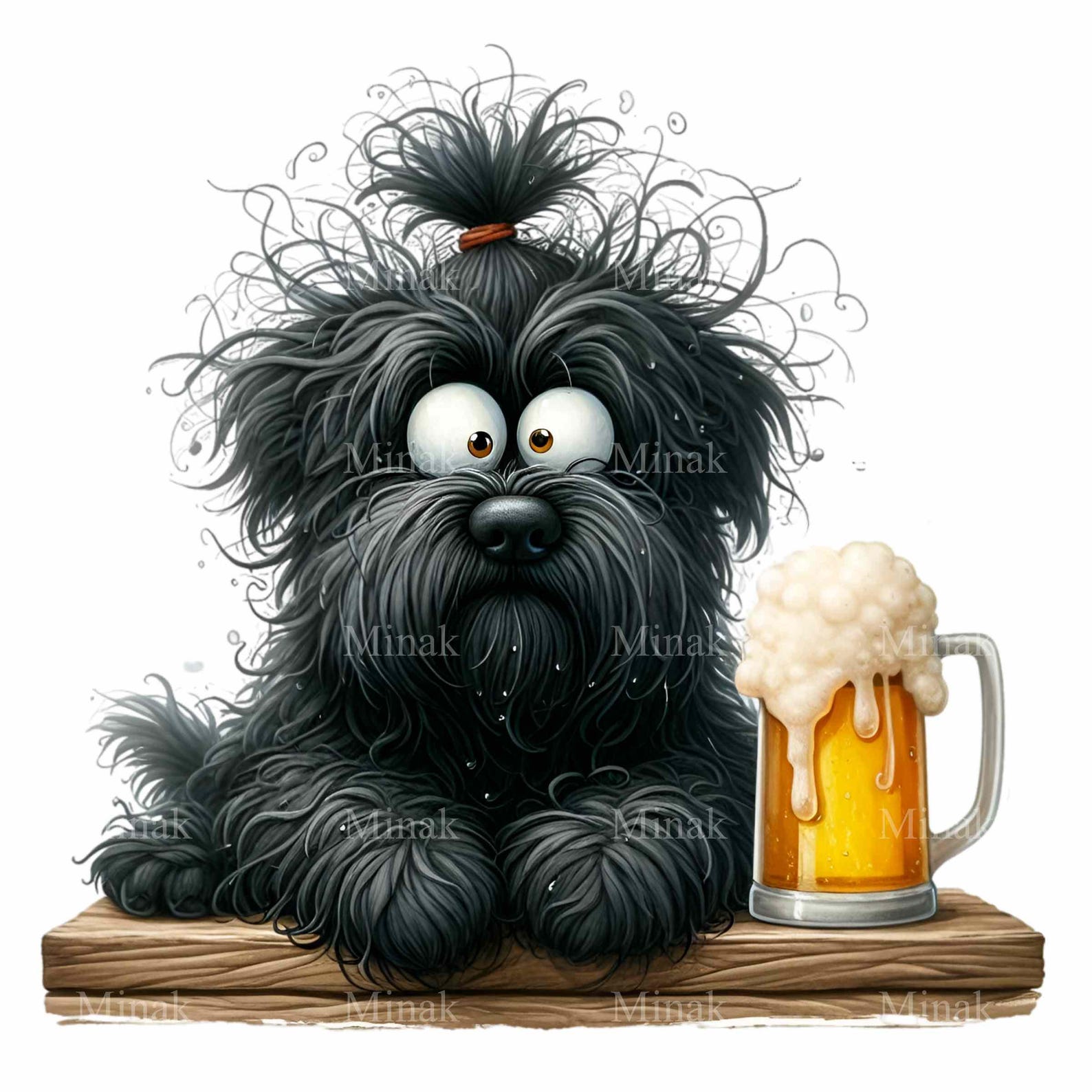 12 Funny Dog PNG Clipart, Scruffy Pup With Beer Mug and Bottle, Cute ...