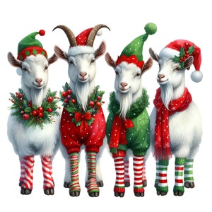 15 Christmas Goats PNG Clipart, Funny Holiday Animals in Festive ...