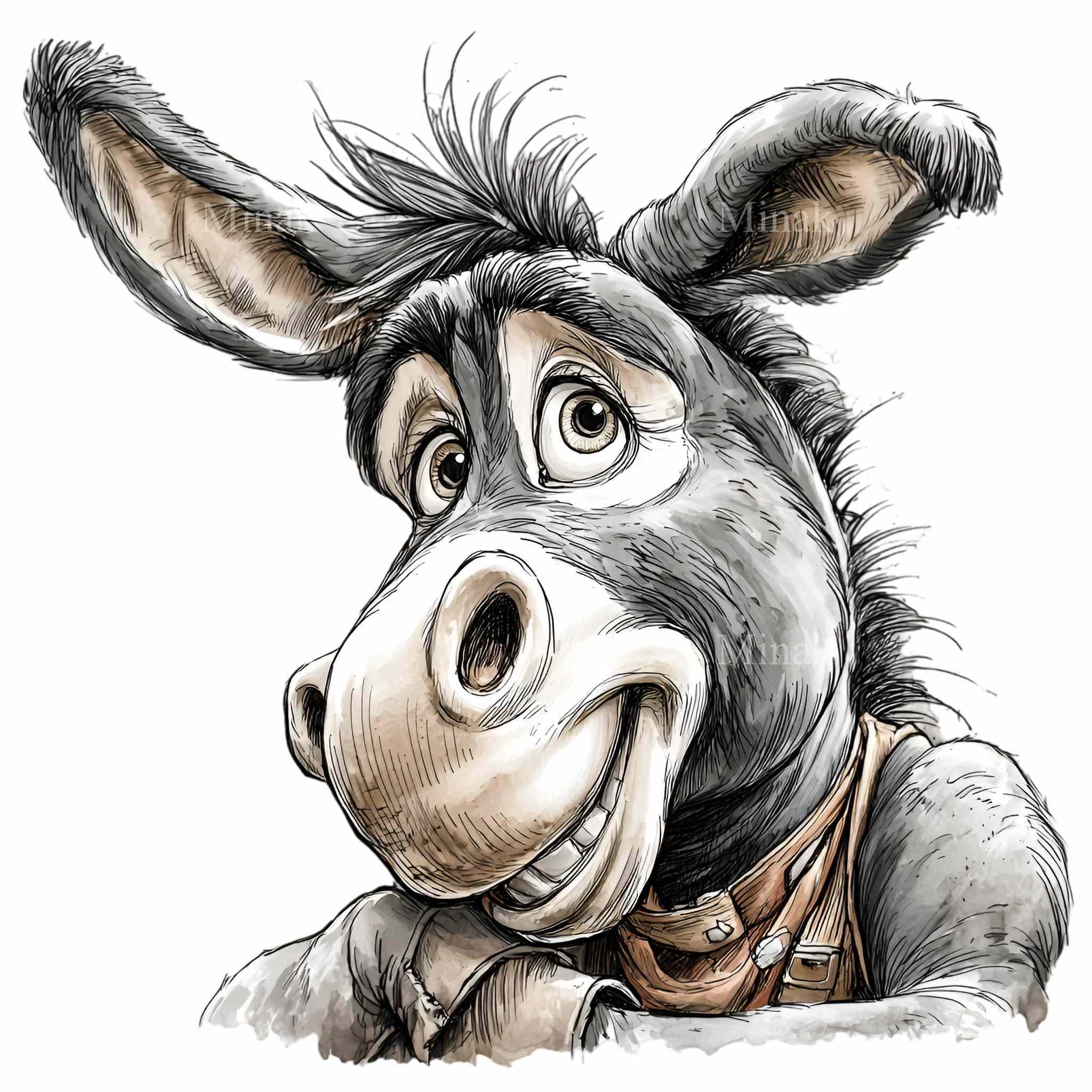 14 PNG Funny Donkey – Cute Cartoon Mule Clipart – Farm Animal Art for ...