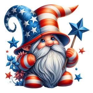 Patriotic Clip Art, Gnome Clipart, 15 PNG 4th of July Independence Day ...