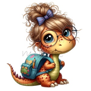 14 PNG Back to School Dino – Cute Dinosaur PNG Clipart – Funny Student ...