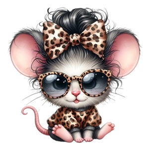 15 Leopard Mouse PNG Clipart, Cute Mouse With Big Eyes in Sunglasses ...