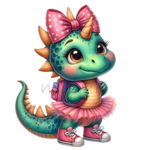 14 Ballerina Dinosaur PNG Clipart, Cute Blue Dino in Pink Tutu With ...