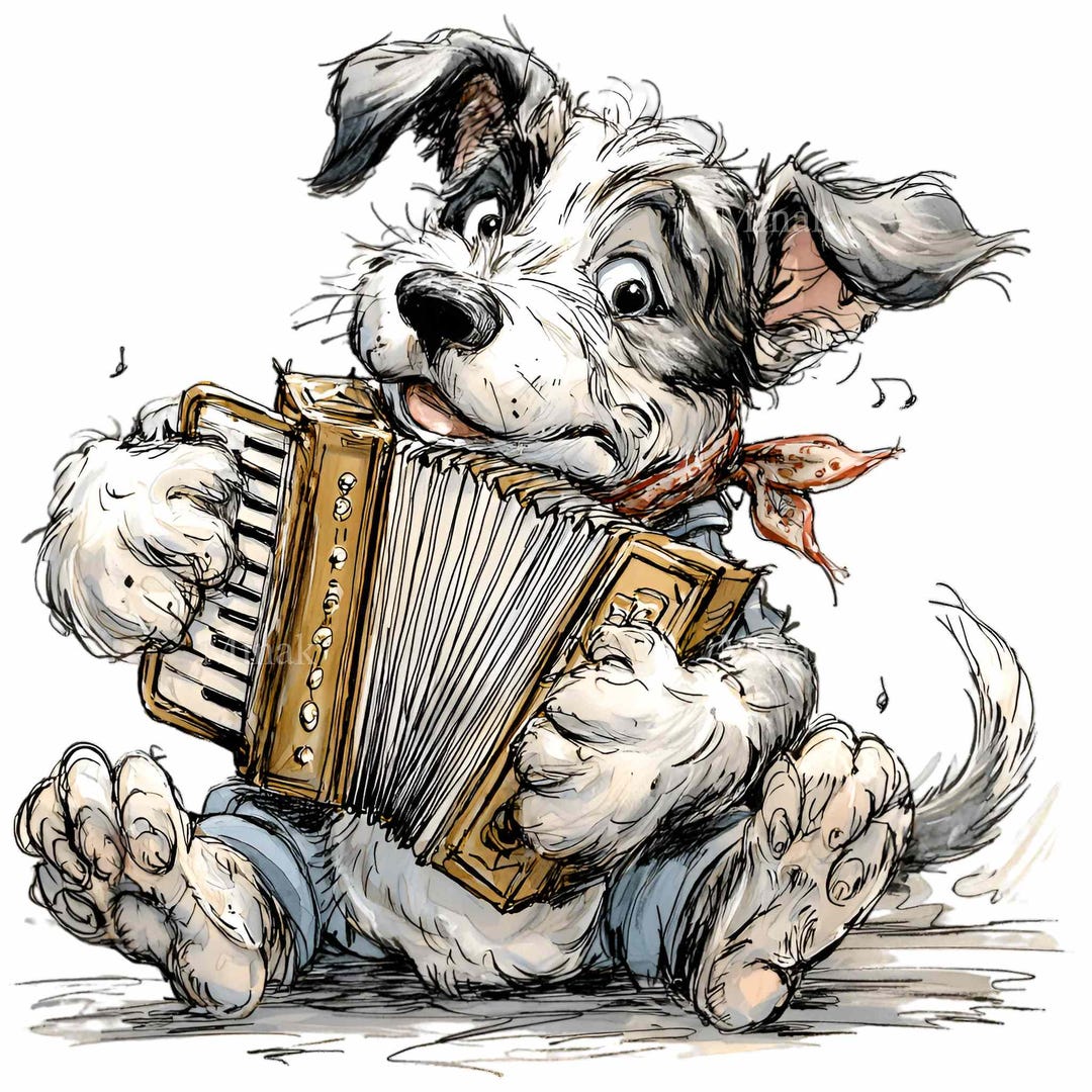 15 PNG Accordion Dog Clipart – Musical Animal Art for Kids Decor ...