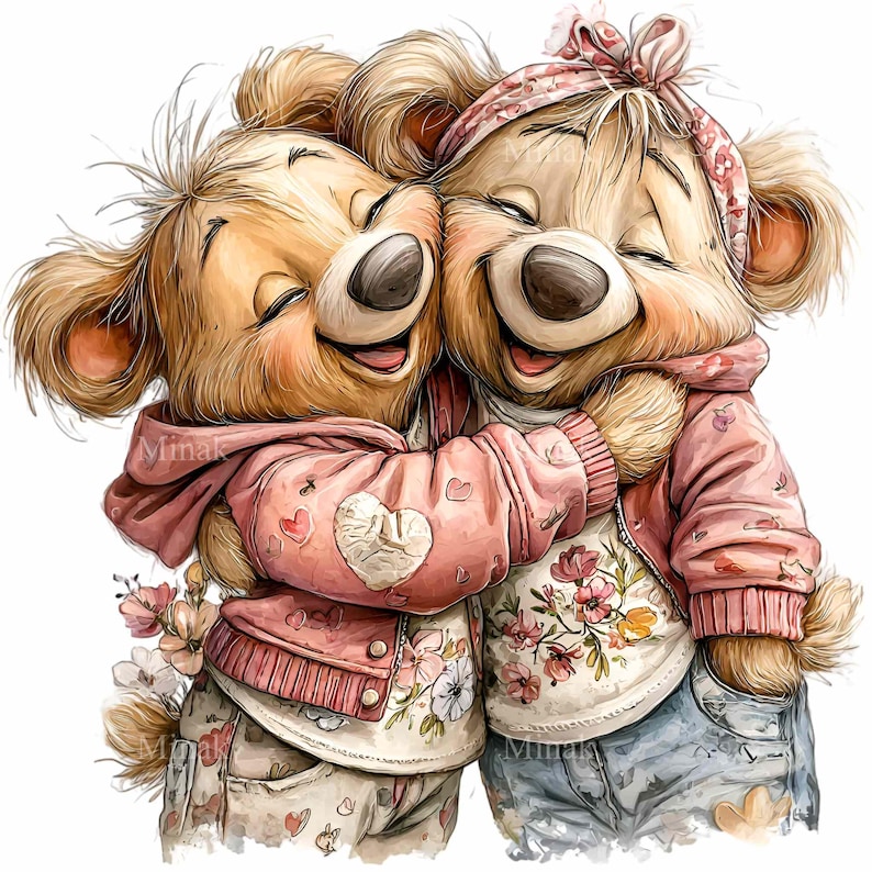 14 PNG Baby Bear Friends Clipart – Hugging Cubs Watercolor Nursery ...