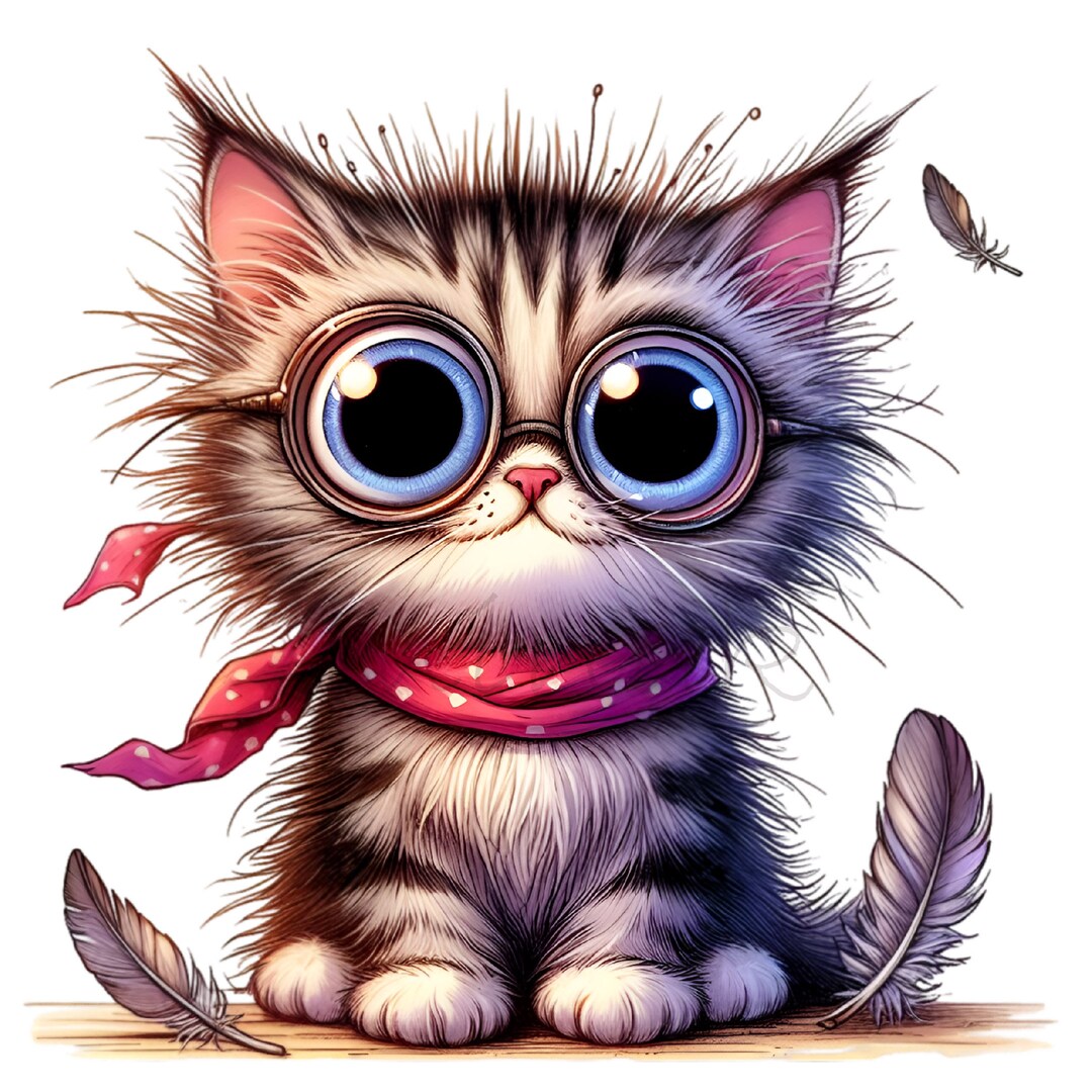 Funny Kitten Clipart, Kitten Png, 10 Watercolor Funny Cat Clip Art ...