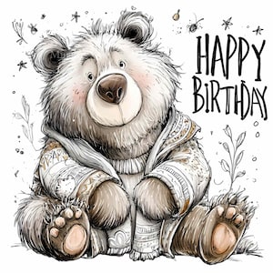 14 PNG Birthday Bear Clipart – Cute Animal PNG – Happy Birthday Sign ...