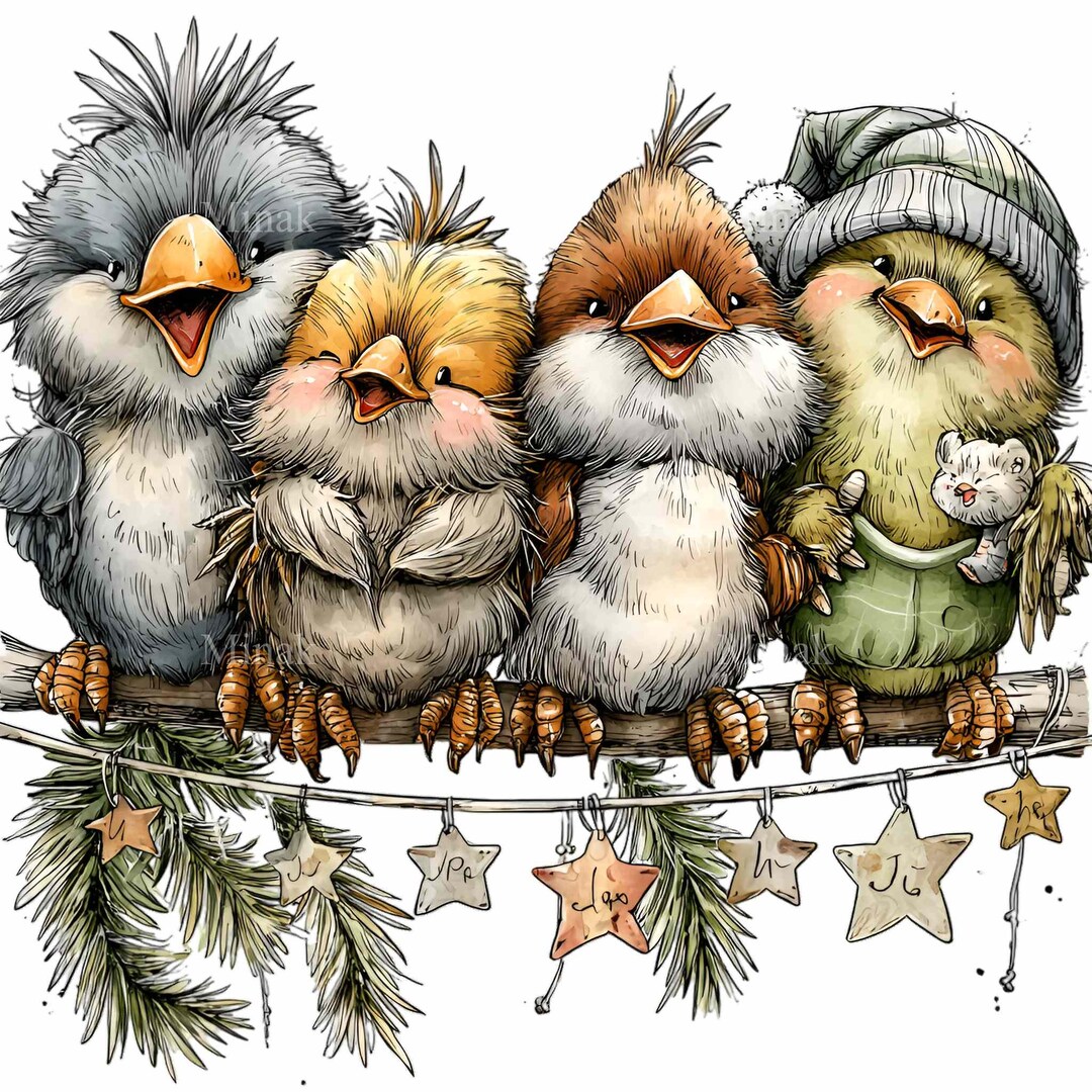 11 PNG Christmas Birds PNG – Caroling Chick Clipart – Cute Festive ...