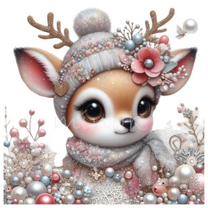 Reindeer Clipart, Cute Christmas Deer Clip Art, 15 PNG Pastel Colors ...