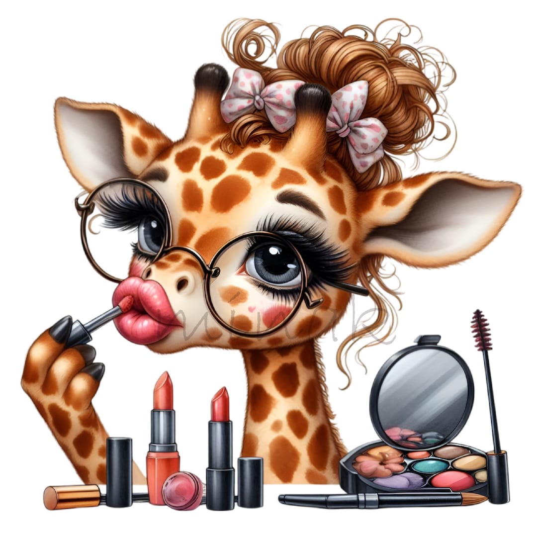 15 PNG Girly Giraffe Clipart – Cute Giraffe PNG Makeup – Fashion Animal ...