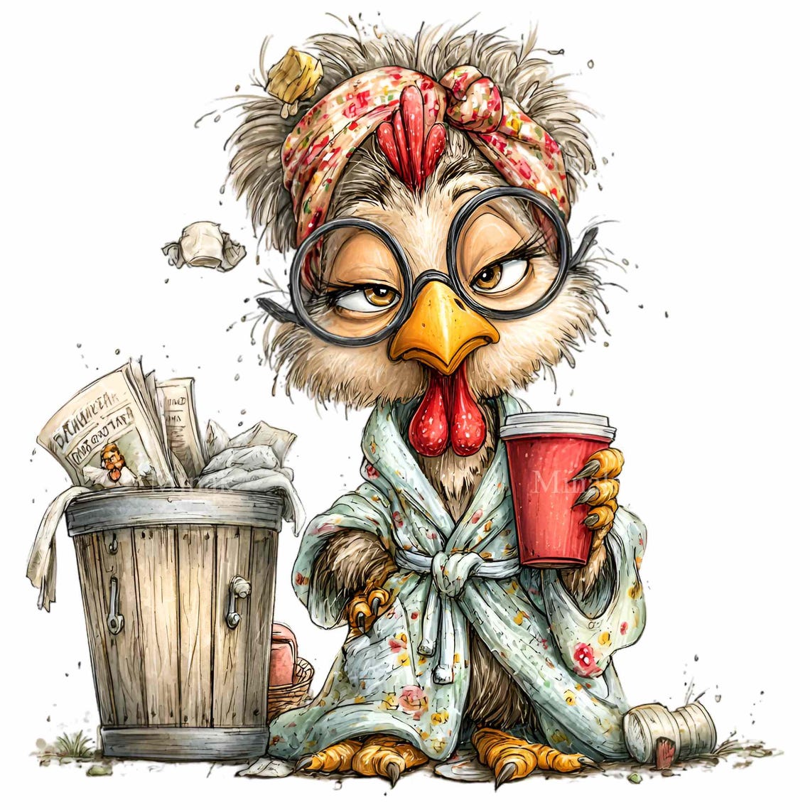 15 PNG Funny Coffee Chicken – Hen PNG Clipart – Tired Morning Rooster ...