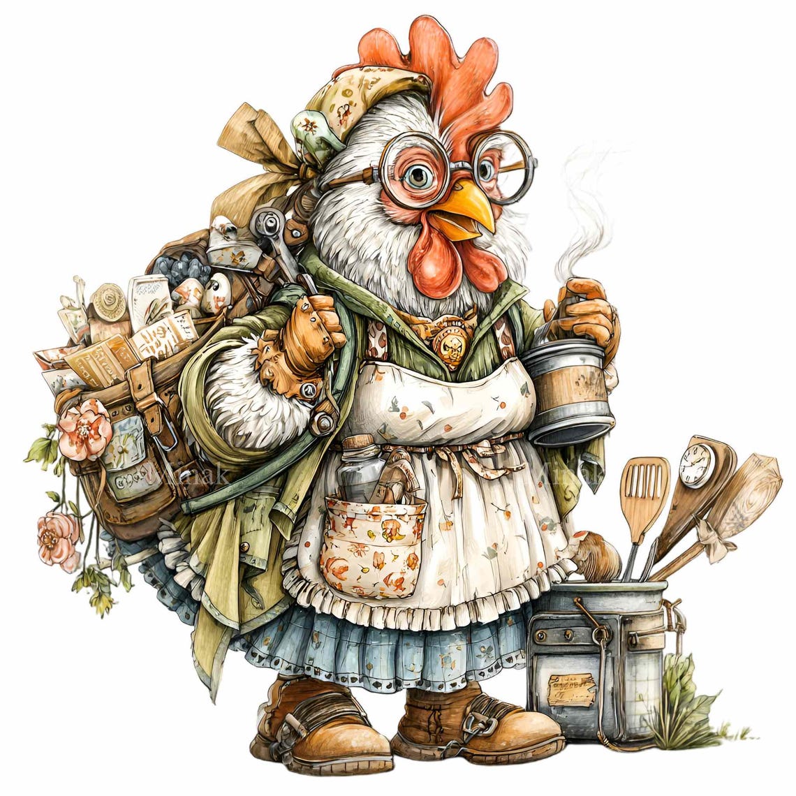 10 PNG Kitchen Animal – Cooking Chicken PNG – Funny Farmhouse Clipart ...