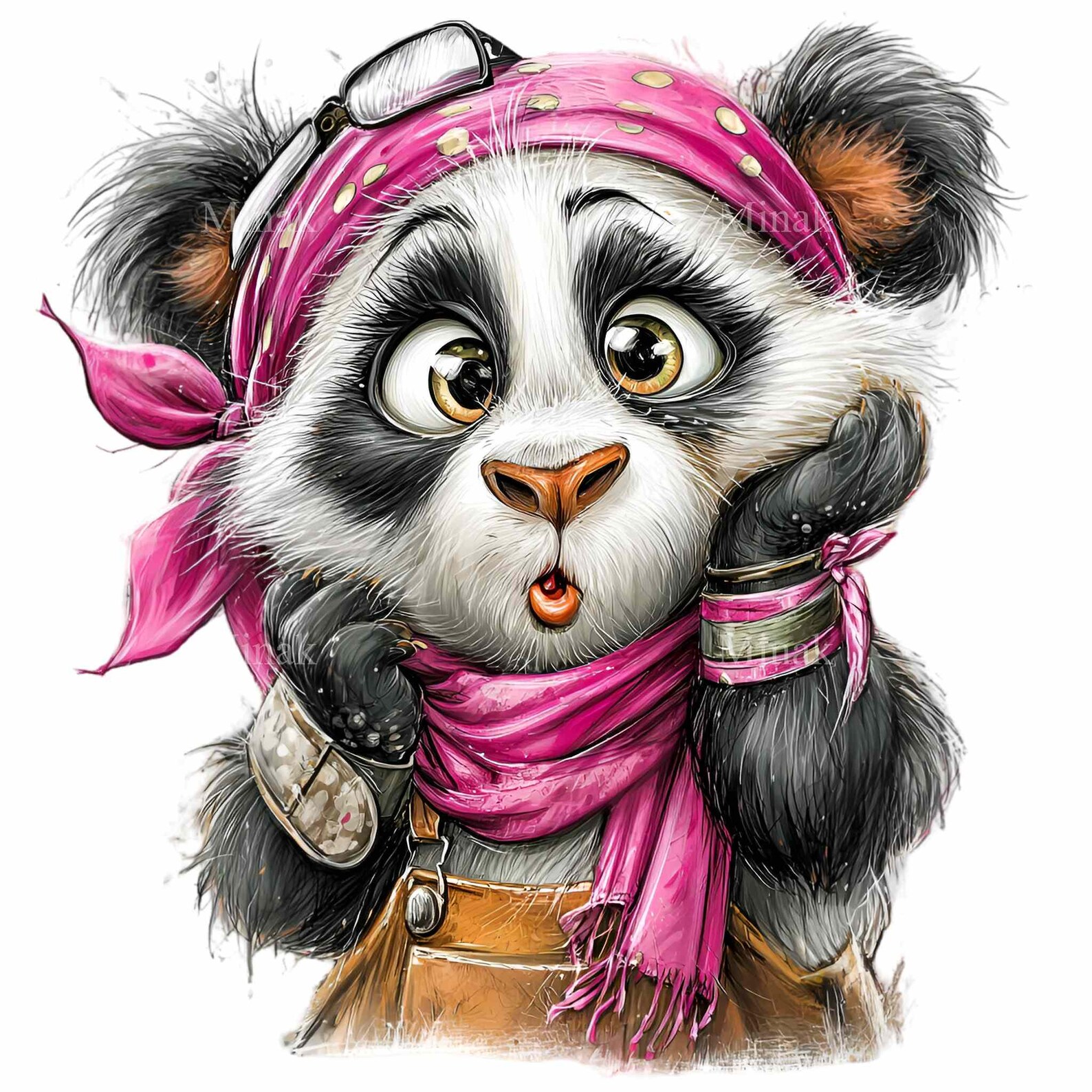 14 PNG Girly Panda Art – Cute Panda PNG Clipart – Pink Scarf Animal for ...