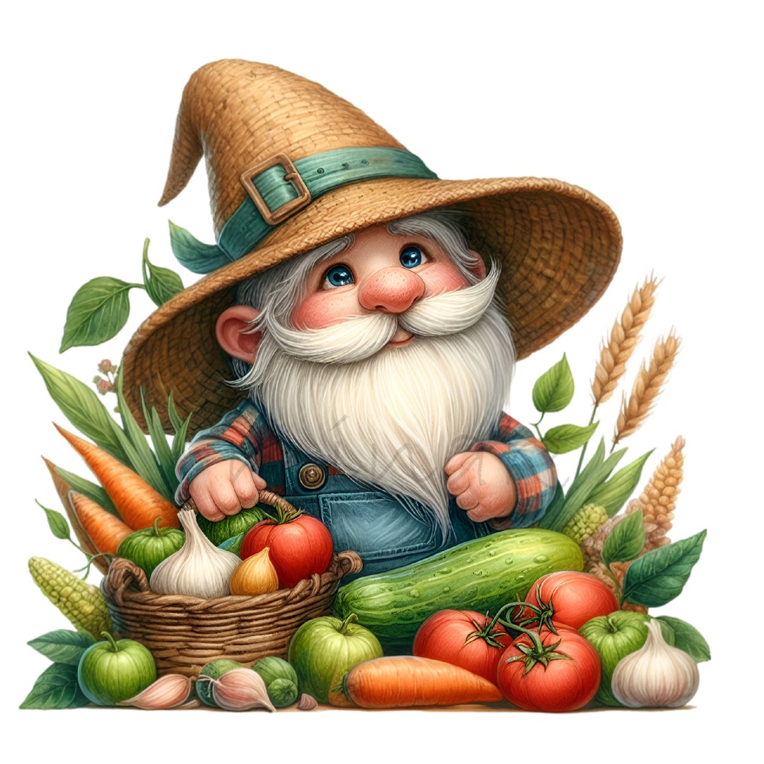 Garden Gnome PNG, Vegetables Clipart, 10 PNG Gardener Clip Art ...