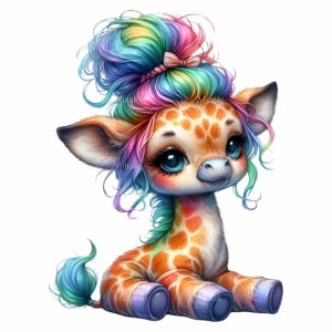 Rainbow Giraffe PNG Clipart - 15 Cute Cartoon Giraffe With Colorful ...