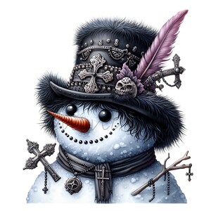 Gothic Snowman Clipart 15 PNG - Unique Dark Snowman Illustration With ...