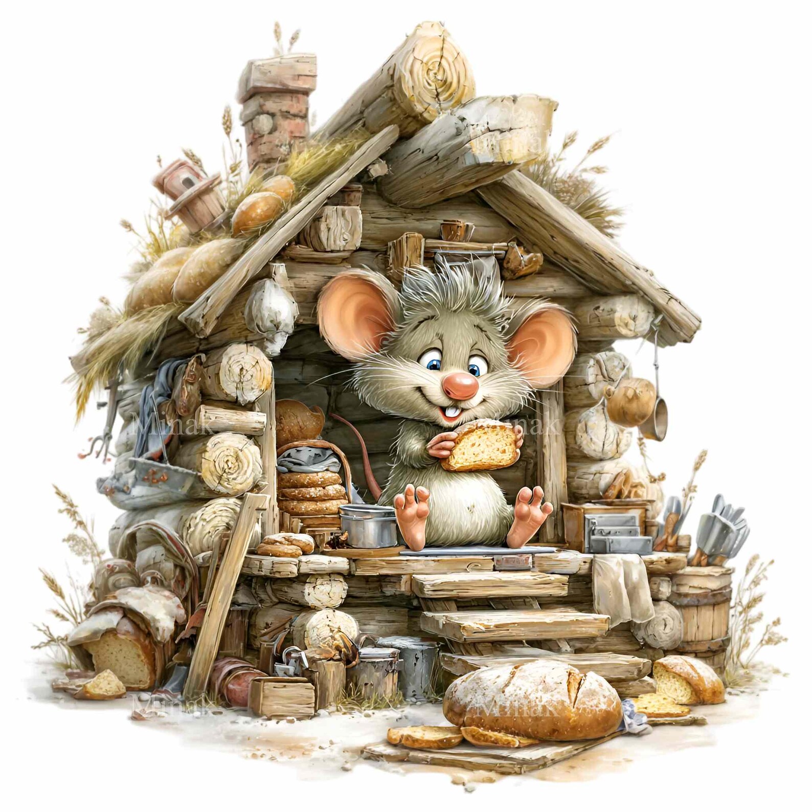 16 PNG Mouse Baker Clipart – Chef Mouse With Bread for Kitchen Art ...