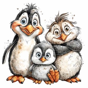 15 PNG Winter Animal Clipart – Penguin Family PNG – Cute Cartoon ...