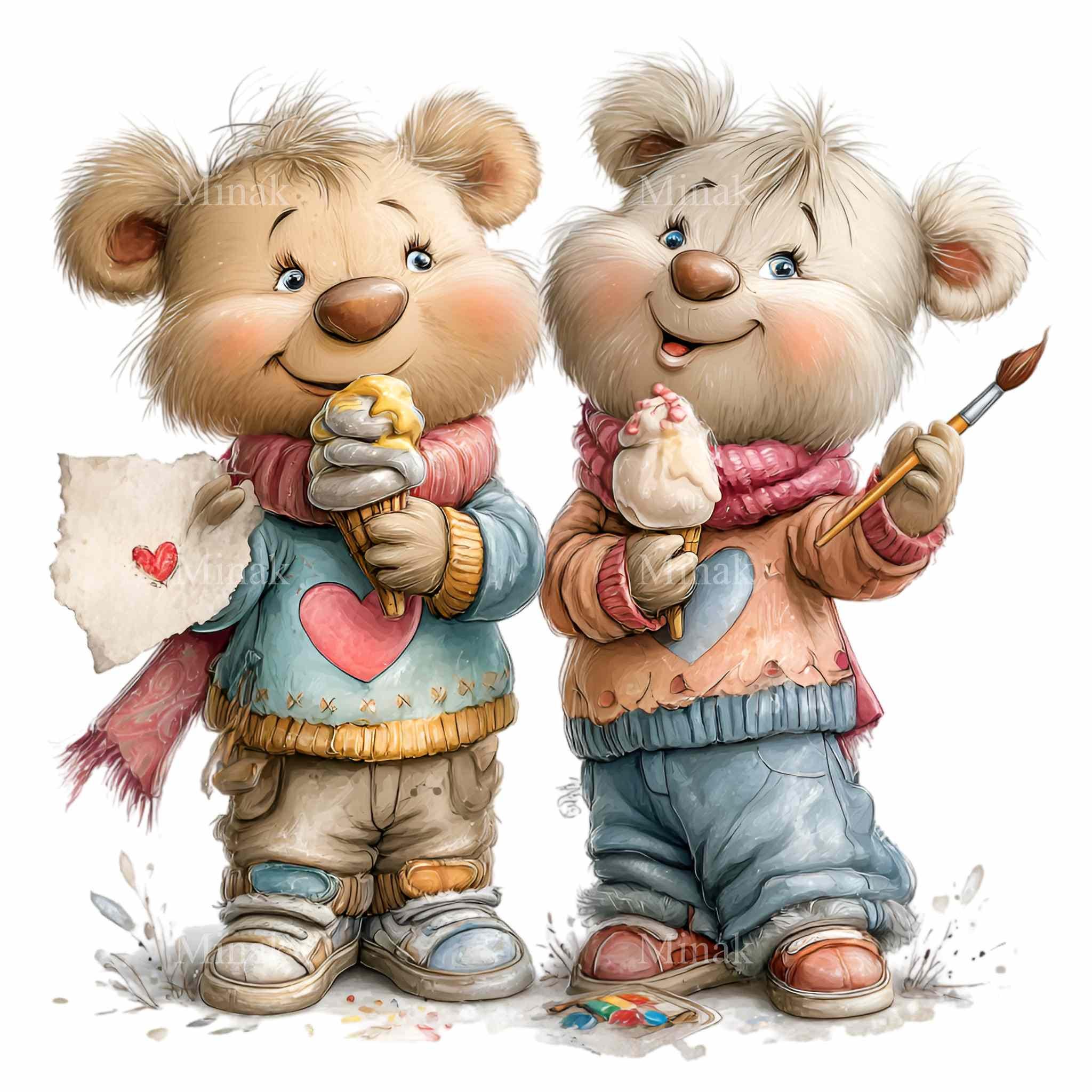 16 PNG Ice Cream Bears – Dessert Animal Clipart, Pair Kids Party Decor ...