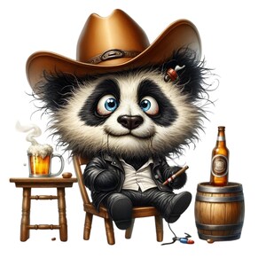 12 Cowboy Panda PNG Clipart Cute Panda in Cowboy Hat Rustic Western ...