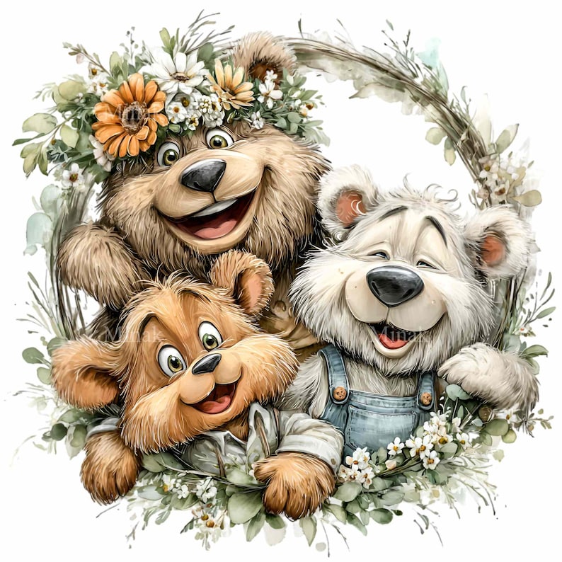 15 PNG Cute Bears Clipart – Woodland Bear Family PNG for Nursery Wall ...