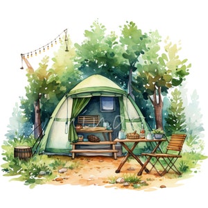 10 Camping Tent PNG Clipart | Forest Camping Scene Illustration ...