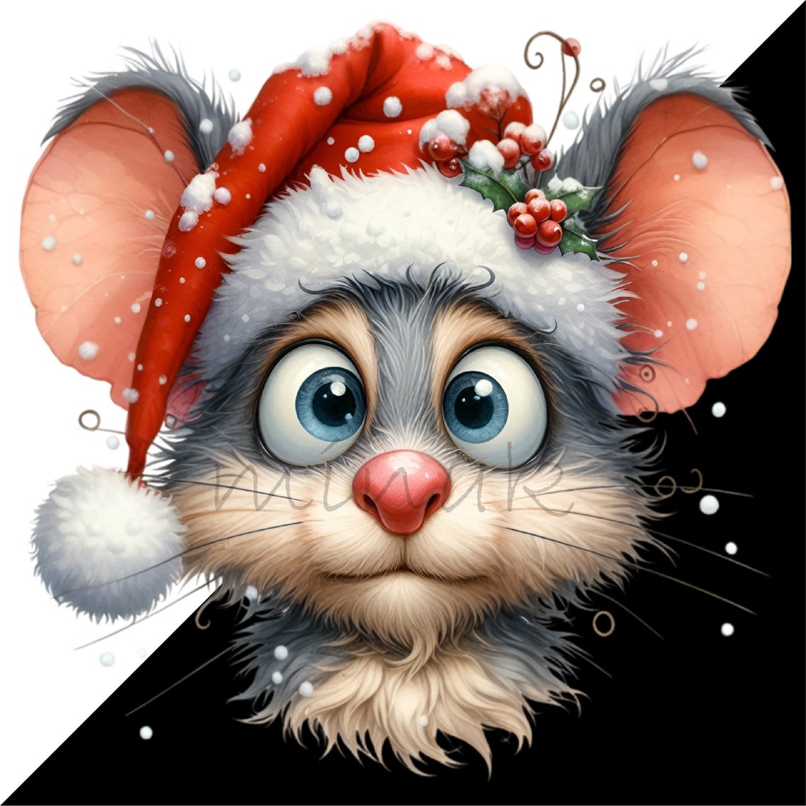 12 PNG Christmas Mouse Clipart - Funny Holiday Mouse PNG - Cute Winter ...