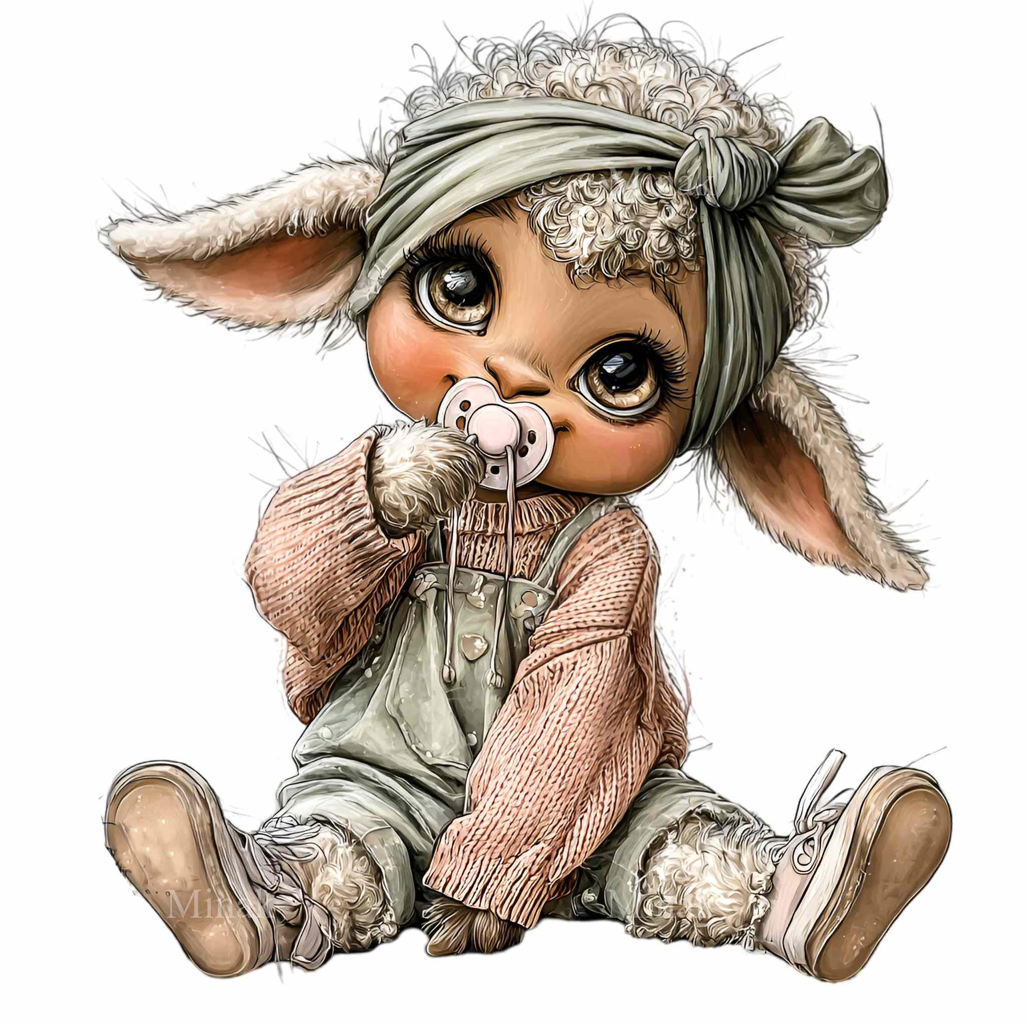 16 PNG Baby Lamb Clipart – Cute Sheep PNG With Pacifier and Headband ...