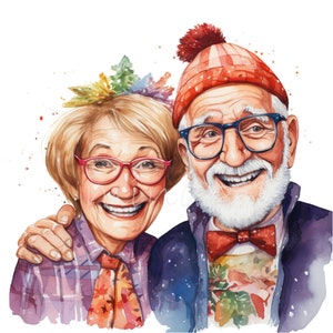 Grandparents Clipart PNG, 20 Old Elderly Couple Grandma and Grandpa ...
