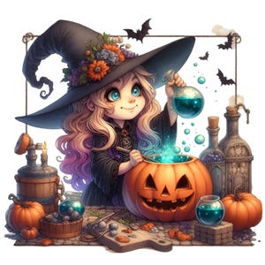 Witch Brewing Potion PNG Clipart 10 Fun Halloween Digital Art With ...