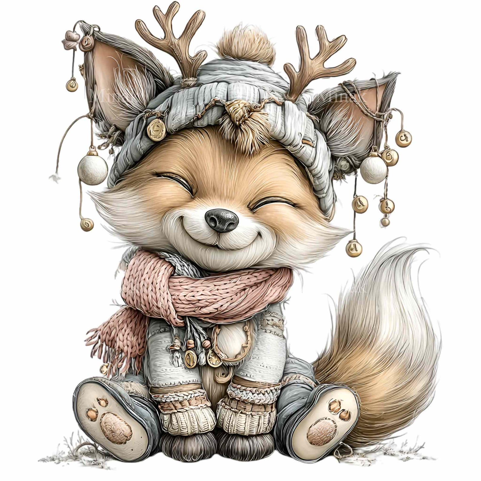 16 PNG Winter Fox Clipart – Cute Christmas Fox PNG for Sublimation ...