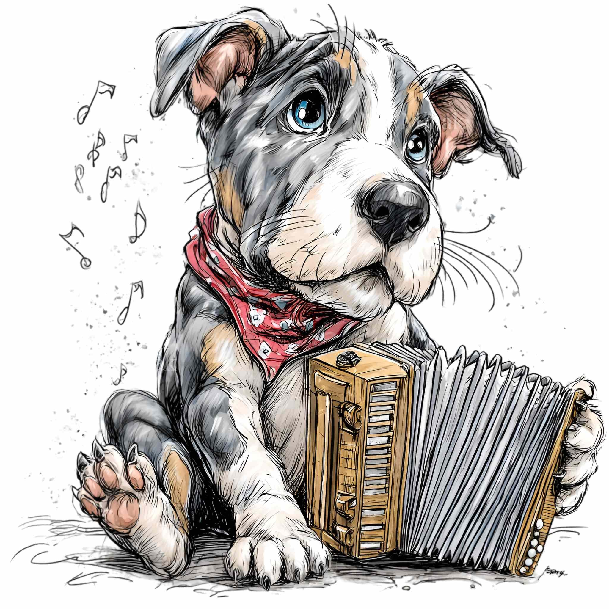 15 PNG Accordion Dog Musician Pet Instrument Clipart - Etsy